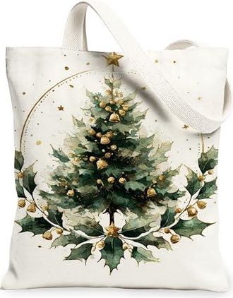 Generic Sacs fourre-tout en toile de No&euml;l, design &eacute;l&eacute;gant arbre de vacances, sacs &agrave; provisions r&eacute;utilisables, festifs respectueux de lenvironnement en toile l