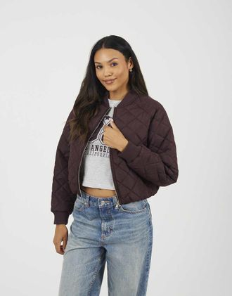 Brave Soul Bomber matelass&eacute; motif losanges - Bordeaux-Rouge
