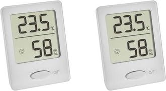 TFA Dostmann Digitales Thermo-Hygrometer, Hygrometer Innen, mit Komfortanzeige, zur Raumklimakontrolle, L 46 x B 18 (34) x H 59 mm (Packung mit 2)
