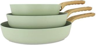 Menastyl Cuisson Set de 3 poêles Colorama Céladon - Poêle 20/24 et 28 cm - En aluminium - Revêtement antiadhésif en céramique - Tous feux dont induction