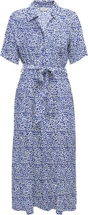 Jacqueline de Yong JdY Damen Legeres Hemd Blusenkleid mit Gürtel und Design Muster, Farben:Blau-2, Größe:M