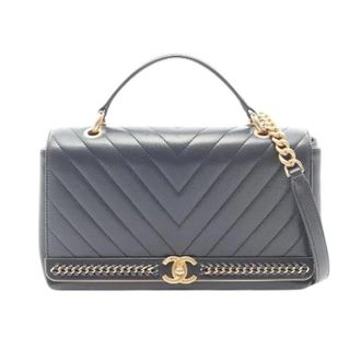 Chanel Pre-owned Sac &agrave; Main Top Handle V Stitch Agneau 2way Bandouli&egrave;re - Femme - Pre-owned - Bleu - Taille: ONE Size