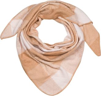 styleBREAKER Damen XXL Web Dreieck Schal mit buntem Karo Muster, Dreiecktuch Kariert, Winter Schal warm weich, Tuch 01020050, Farbe:Hellbraun-Beige
