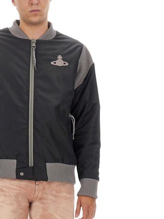 Vivienne Westwood Logo-Embroidered Polyamide Bomber Jacket - Black