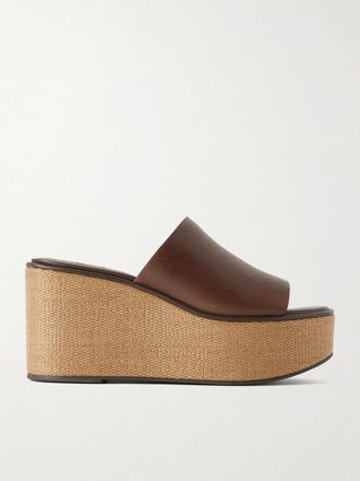 Brunello Cucinelli Leather Platform Sandals - Brown