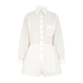 Zimmermann Crush Bestickter Playsuit - - Jumpsuits & Playsuits - Damen - Wei&szlig; - S
