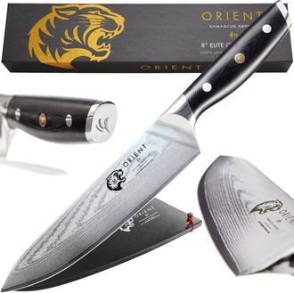 Orient Damastmesser K&uuml;chenmesser - 20cm Damastmesser - Japanischen Profi K&uuml;chenmesser Aus Japanischem Damaststahl - AUS10 Chefmesser 67-Lagiges