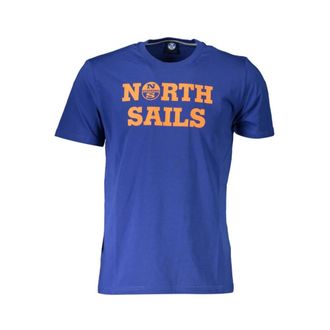 North Sails Blaues Baumwoll-T-Shirt mit Signature-Print - - Tops - Herren - Blau - L