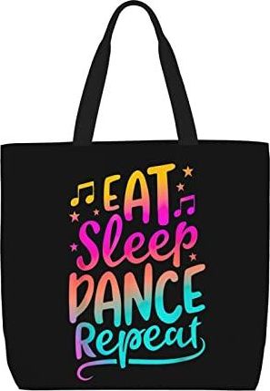 Generic Sac Fourre-Tout Manger, Dormir, Danser, R&eacute;p&eacute;ter Sac De Shopping Lavables De Grande Capacit&eacute; Sacs &Agrave; Main, Pour &Eacute;cole, Voyage, Burea, Shopping