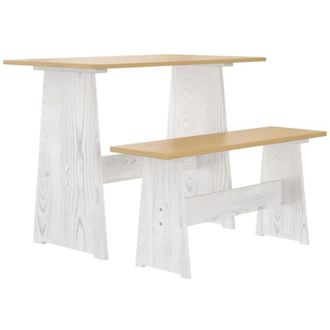 vidaXL Vidaxl - Table &agrave; manger avec banc Marron miel et blanc Pin solide