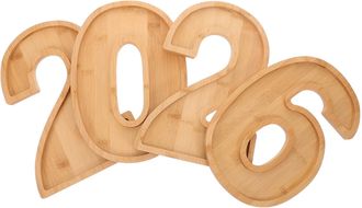 TOPBATHY 4 St&uuml;ck Holz Snackplatten mit Zahlenmotiv 2026 Serviertabletts f&uuml;r Silvester Weihnachts und Abschlussfeier Wiederverwendbare K&auml;se und Snackplatte