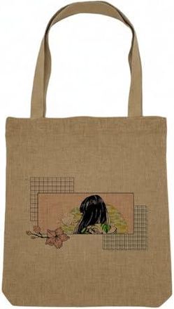 Fabulous Sac Shopping Tote Bag Aspect Lin - Lo-fi Girl Japon Digital Illustration Abstrait Design Japon Anime - Sac de Courses Toile Epaisse 360g Beige Naturel