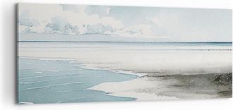 Arttor Panorama Bilder auf Leinwand 100x40cm Leinwandbild K&uuml;ste Strand Gelassenheit Gro&szlig; Wanddeko Bild Schlafzimmer K&uuml;che Wandbilder Dekoration Wohnzimmer Wa