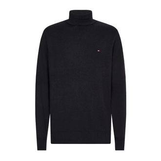 Tommy Hilfiger Schwarzer Baumwoll-Kaschmir Rollkragenpullover - - Knitwear - Herren - Blau - L