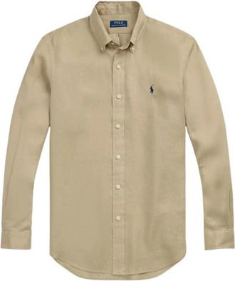 Polo Ralph Lauren Homme, Chemises, Beige, Taille: XL Camicia in lino slim fit