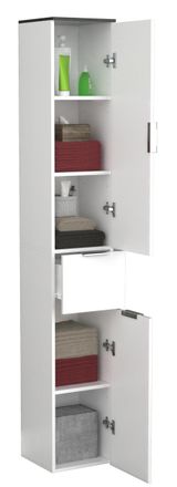 VCM Holz Badezimmerschrank | Badmöbel |Stand Badschrank | Hochschrank | Maße ca. H. 190 x B. 30 x T. 30 cm - Donali