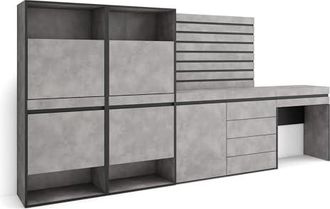 Skraut Home | Schuhregal, Schuhschrank | Schuhaufbewahrung | 297x145x35 cm | F&uuml;r Schlafzimmer, Zimmer | Kommode mit Schubladen | Lamellenwand Holz | Schminktisch 