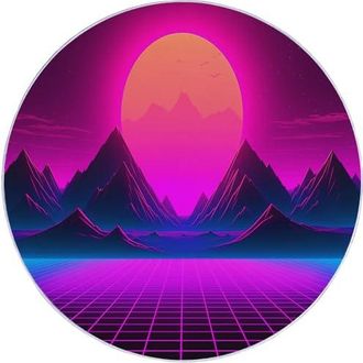 Generic Tapis Rond Salon, Montagnes et rivières, Paysage onirique, Tapis de Sol Décoration Antidérapant 100 cm (Round) Tapis de Sol Décoration Antidérapant Vi