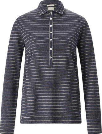 Massimo Alba Femme, Tops, Bleu, Taille: 42 FR Polo Ray&eacute; en Lin