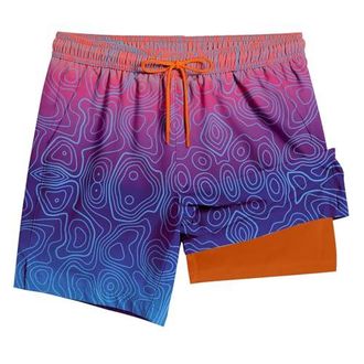 Generic Maillot de bain pour homme avec doublure de compression, couture int&eacute;rieure, short de bain, maillot de bain avec poches, bleu, XL