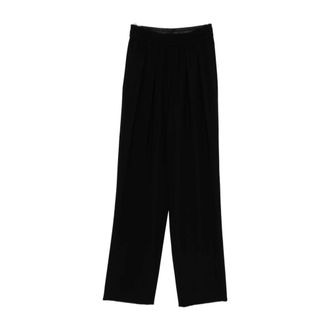 Emporio Armani Schwarze Plissierte Hose mit Elastischem Bund - - Trousers - Damen - Schwarzk - L