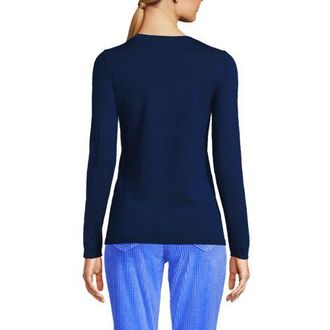 Lands End Merinopullover mit Rundhalsausschnitt, Damen, Gr&ouml;&szlig;e:36-38 regular, Blau, by Lands End