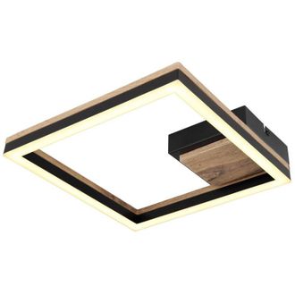 Globo Lighting Plafonnier semi-encastr&eacute; LED int&eacute;gr&eacute; noir mat carr&eacute; LED 3000K