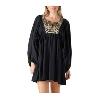 Greek Archaic Kori Schwarzes Leinen-Minikleid - - Dresses - Damen - Schwarzk - S