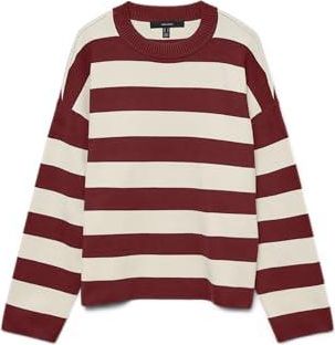 Vero Moda Vmsilje Ls O-Neck Boxy Pullover Noos Pull, Pourpre, M Femme