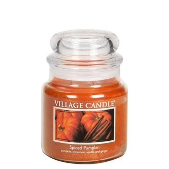 Village Candle Duftkerze im Glas, Duft: Spiced Pumpkin, mittelgroß, 454 g