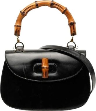 Gucci Pre-owned Sac &agrave; main bandouli&egrave;re en cuir de veau bambou 2-en-1 - Femme - Pre-owned - Noir - Taille: ONE Size