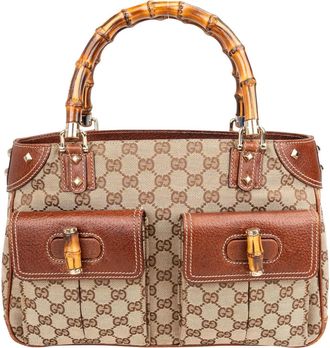 Gucci Crossbody Bags - Gucci GG Monogram Bamboo Handbag - Gr. unisize - in Braun - f&uuml;r Damen