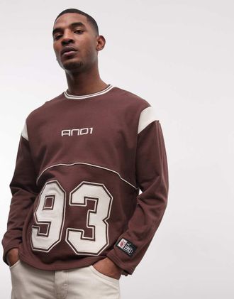 AND1 Sweat &agrave; empi&egrave;cement logo 93 - Marron chocolat-Brown