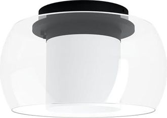 Eglo LED Deckenleuchte Briaglia-c, dimmbare Deckenlampe elegant, Smart Home Wohnzimmerlampe Decke aus Glas und Metall in schwarz, Glas Kugel mit satinierte