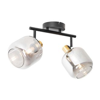 QAZQA Zuzanna - led Dimmable Spot plafond, plafonnier variateur inclus - 2 lumi&egrave;re - l 56 cm - Noir - Design - &eacute;clairage int&eacute;rieur - Salon i Chambre i