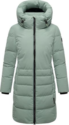 Navahoo Damen Langer Wintermantel warmer Steppmantel mit hohem Kragen und zur H&auml;lfte kuscheligem Fleece-Innenfutter Mondnebel XIV Smokey Mint Gr. 4XL