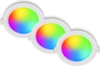 Briloner 3er Set LED Einbaustrahler 230V mit Fernbedienung, dimmbar, RGB, CCT wamwei&szlig; bis kaltwei&szlig;, Spot, Deckenspots, Einbauleuchten, Badezimmer, Einbauspots 
