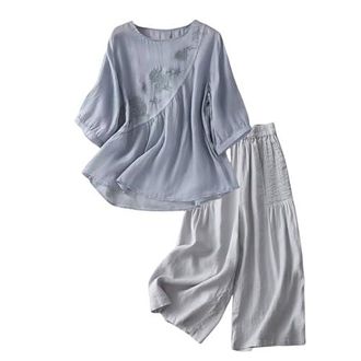 Generic Ensemble de salon pour femme - 2 tenues 2026 - Pantalon d&eacute;contract&eacute; - Pantalon large - Surv&ecirc;tement de sport - V&ecirc;tements de sport, Orange, XXXL