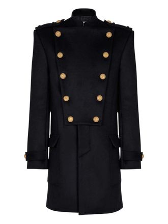 Balmain manteau à plastron détachable - Noir