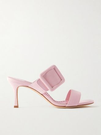 Manolo Blahnik Mules En Daim À Boucles Gable 70 - Rose