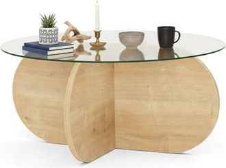 Dmora Couchtisch Gliese 75x75x35cm Braun mit Zeitungsablage