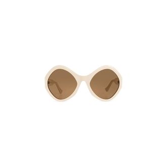 Valentino Garavani Lunettes de soleil ovales oversize - Femme - Accessoires - Beige - Taille: 61 MM