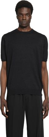 Lardini Cotton Linen Jacquard Knit T-Shirt