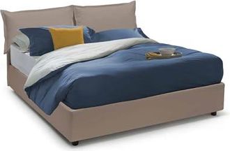 Talamo Italia Doppelbett Veronica, Bettkasten mit Kunstlederbezug, 100 % Made in Italy, Öffnung vorne, geeignet für Matratze 160 x 190 cm, taubengrau