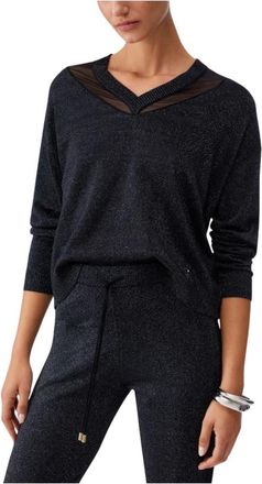 Liu Jo Femme, Pulls, Noir, Taille: 36 FR Pull &agrave; col en V