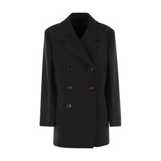 Max Mara Femme, Manteaux, Noir, Taille: 40 FR Caban Crois&eacute;