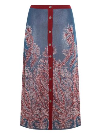 Etro jupe à motif cachemire en jacquard - Bleu