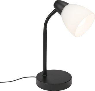 Briloner Leuchten - Tischleuchte, Tischlampe inkl. Kabelschalter, 1x E14, max. 25 Watt, Weiß-Schwarz, 185x300mm (DxH)
