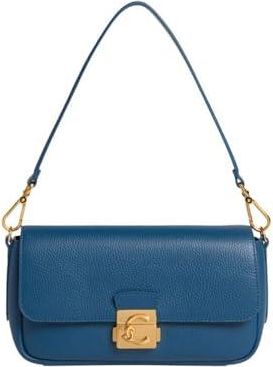 Coccinelle Cuir sac &agrave; &eacute;paule bandouli&egrave;re sac &agrave; main C-Me Handbag Grained Leather Deep Blue bleu