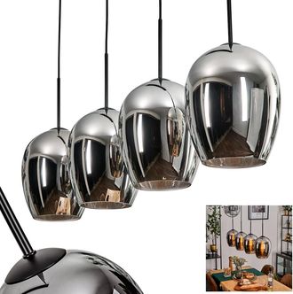 HOFSTEIN Pendelleuchte Vevino, Pendellampe aus Metall/Glas in Schwarz/Chromfarben, Leuchte im modernen Retro/Vintage-Design mit Schirmen aus Glas (&Oslash; 20 cm), H&ouml;